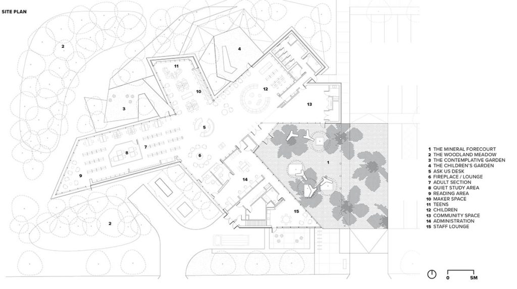 The Community Library, in Plan and Section: Calder Library and Capilano ...